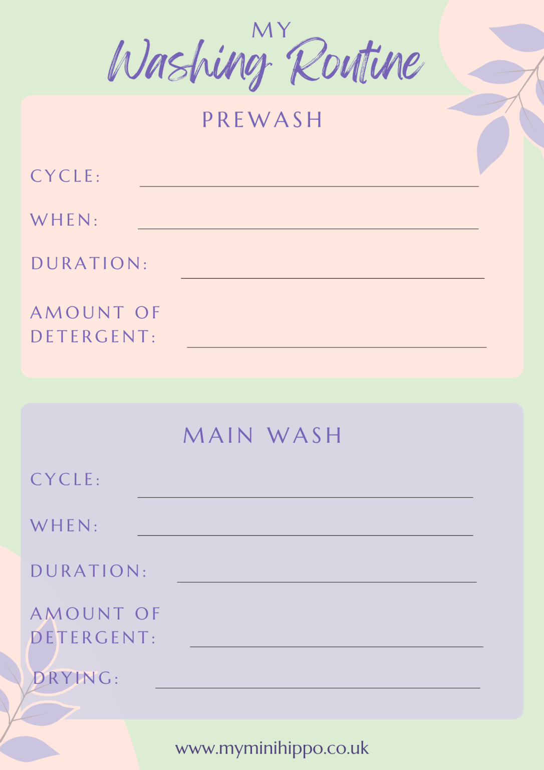 My Washing Routine - Blank - Printable | My Mini Hippo